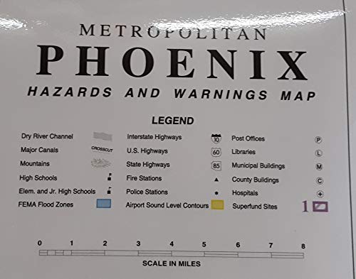 Metropolitan Phoenix Hazards and Warnings Gloss Laminated Wall Map