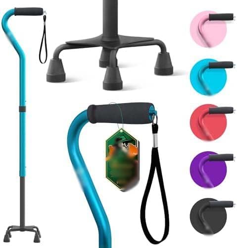 Quad Cane - Foldable and Sturdy Offset Walking Cane for Men and Women ...