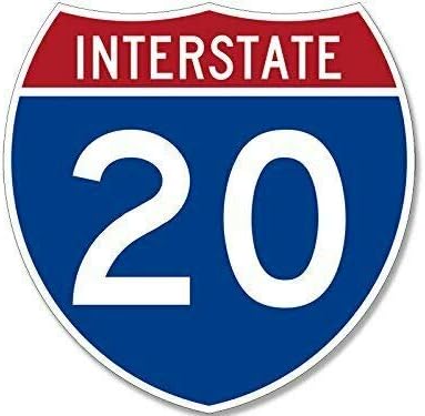 Amazon.com - 4x4 inch Interstate 20 Sign Shaped Sticker (Road Highway ...