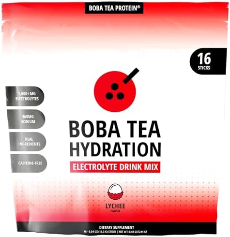 Amazon.com: Boba Tea Hydration | Electrolyte Powder Drink Mix | Lychee ...
