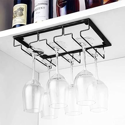 S A IRON ART Space Saving Wine Glass Hanger Rack Under Cabinet | Wine ...