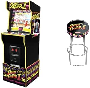 CAPCOM LEGACY 12 GAMES ARCADE MACHINE WITH RISER + STREET FIGHTER STOOL ...