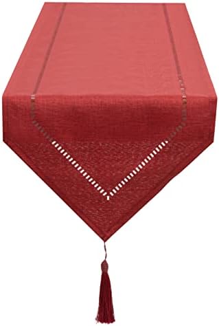 SANLEHAUSE Table Runner Linen Gray 32 x 220 cm, Tablerunner Linen Look ...