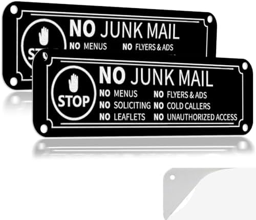 2 Pcs No Junk Mail Sticker for Letterbox, 16cm×4.5cm Self Adhesive No ...