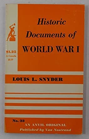 Historic Documents of World War I (An Anvil Original) | Amazon.com.br