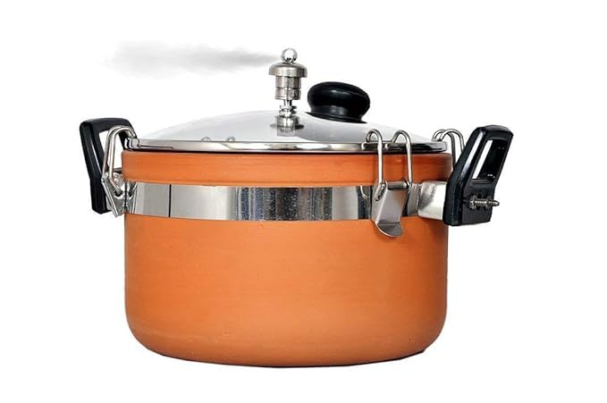 VINTICA Organic Clay Crafts Earthen Clay Cooker with Lid for Cuurry/Dal ...