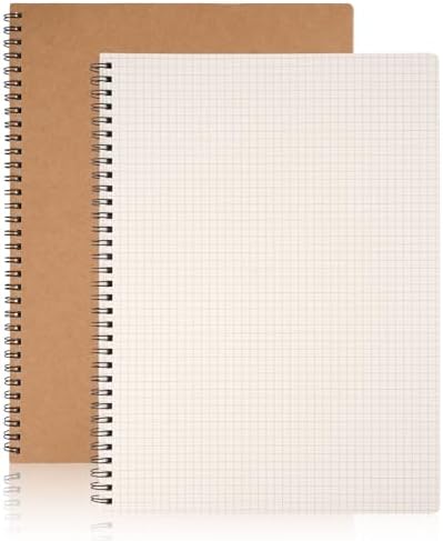 Squared Paper Notebook A6, 5 Pack 160 Pages/ 80 Sheets Grid Spiral ...