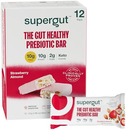 Amazon.com: Supergut GLP-1 Boosting Prebiotic Bars, Strawberry Almond ...
