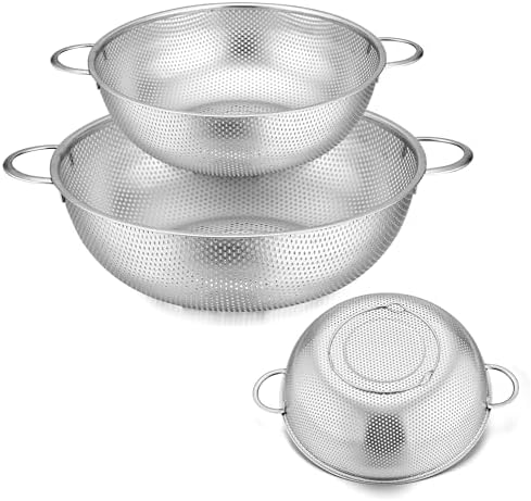 HaWare Stainless Steel Colander Set of 3, Micro-Perforated Metal ...