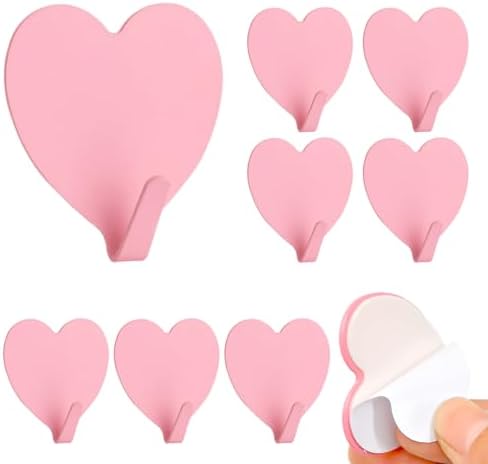 Amazon.com: DueHoppee Heart Wall Hooks, 8 Pack, Small Pink Decorative ...