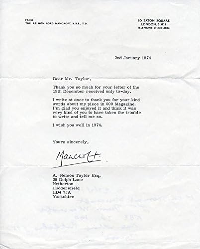 Amazon.com: Stormont (2nd Baron Mancroft) Mancroft - Typed Letter ...