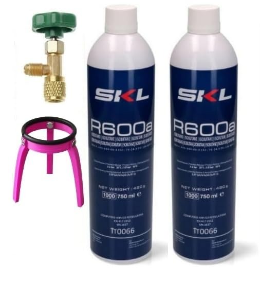 Lot de 2 bouteilles de gaz réfrigérantes R600A R600 420 g + robinet ...