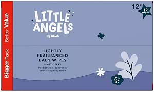 12x ASDA Little Angels Lightly Fragranced Plastic Free Wipes 60 Pack ...