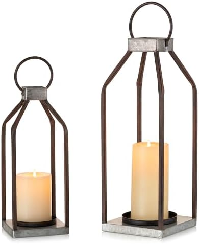 Amazon.com: Staymoment Wooden Decorative Candle Lanterns Set of 2 ...