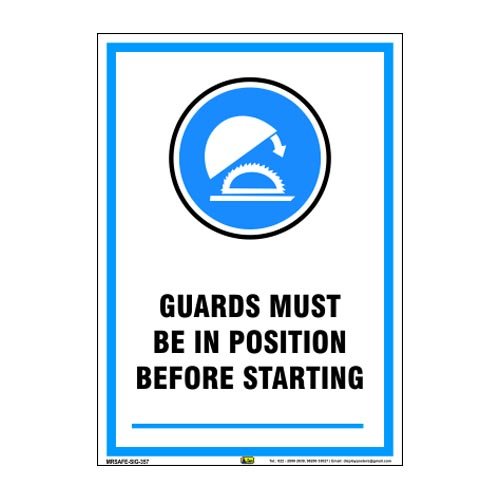 Mr. Safe - Guards Must be In Position Before Starting Sign Eco Vinyl ...