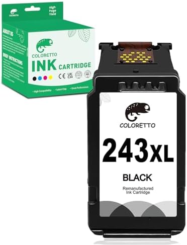 COLORETTO 243XL Black Ink Cartridge for Canon Pixma TS3425 TS3420 ...