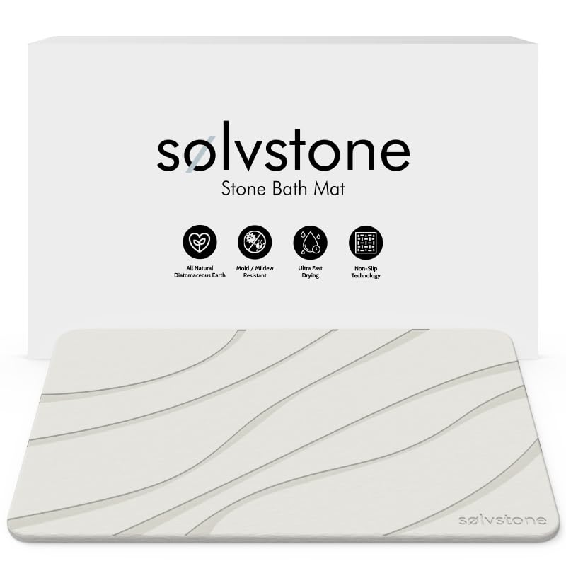 SØLVSTONE - Stone Bath Mat, Diatomaceous Earth Bath Mat for Bathroom ...