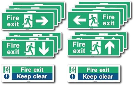 TacSign Fire Safety Signs - Pack of 16 includes 4pcs Right Arrow & 4pcs ...