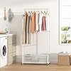 Amazon.com: MOYIPIN Double Rods Clothing Rack with Wheels,Clothing Rack ...