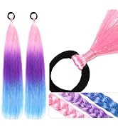 Amazon.com : Kids Ponytail Extension With Hair Tie, Pink Yellow ...