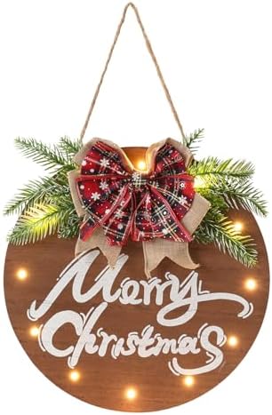 Amazon.com: Christmas Door Sign with 30 LED Lights, Lighted Christmas ...