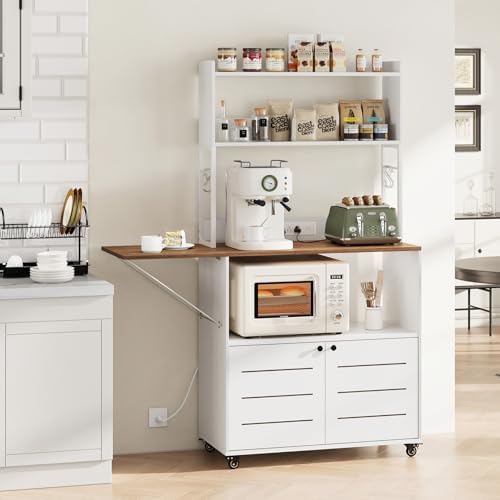 Amazon.com - Vividwood Bakers Rack with Power Outlet and Storage ...