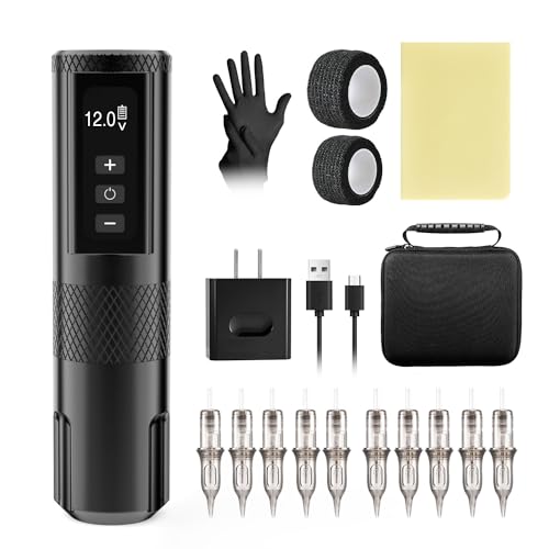 Wireless Tattoo Gun Kit with 70 Levels Speed Adjustable Tattoo Pen ...