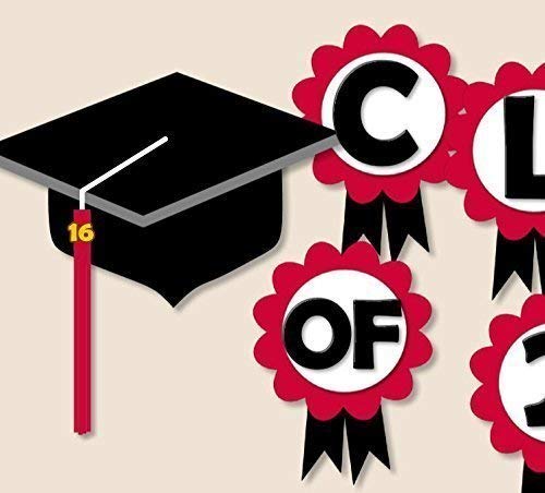 Amazon.com: Red Black Graduation Party Decoration Supplies - Garland ...