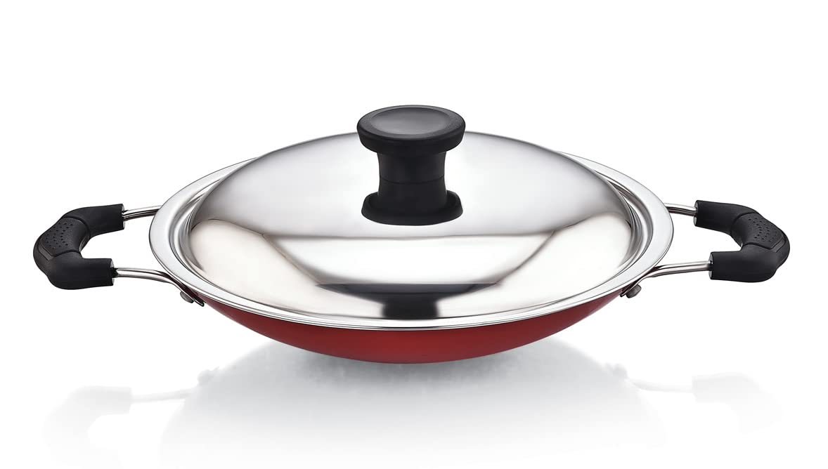 Buy TWIN BIRDS Non-Stick Appachatty with Steel Lid | Red and Black ...