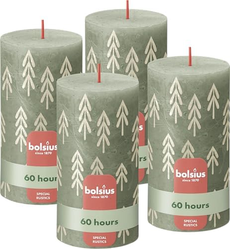 Bolsius Rustic Pillar Candles Silhouette - Red with Print - Pack of 4 ...