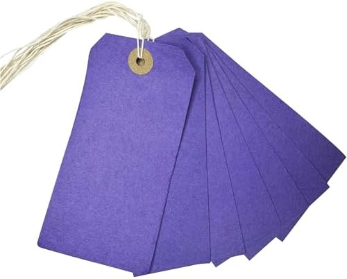 Pack of 50 Purple Strung Tags 120mm x 60mm : Amazon.co.uk: Stationery ...