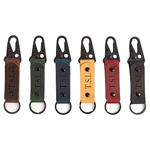 Amazon.com: Turbosnail Personalized Leather Keychain — Custom Initials ...