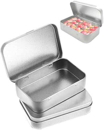 JIPUKE 2 Pcs Small Metal Tins with Lids - Metal Empty HingedTins Mini ...