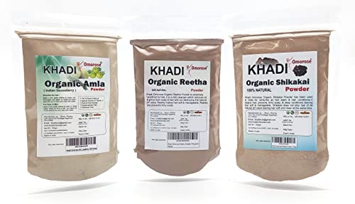 Khadi Omorose Amla Reetha Shikakai powder for Hairs, (100 grams Each ...