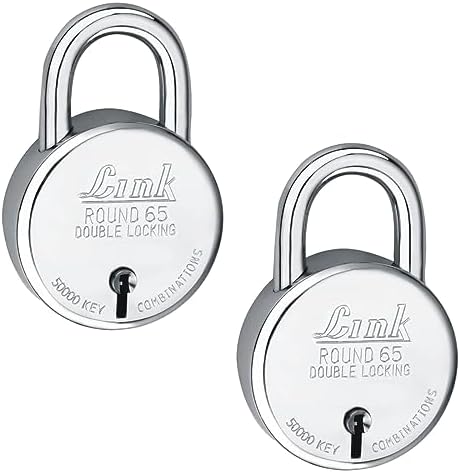 Link Lock Brass S Round 65Mm_Double Locking Padlock (Silver, Pack of 4 ...