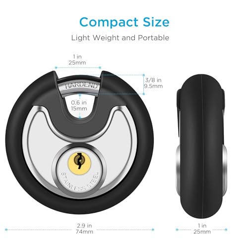 Snapklik.com : Puroma Keyed Padlock, Stainless Steel Discus Lock Heavy ...