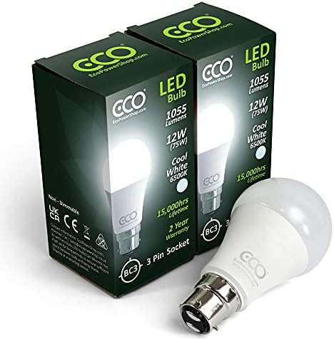 3 Pin BC3, Non-DIMMABLE, 12W Energy Saving LED Light Bulb, 75W ...