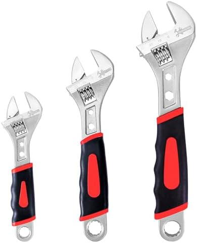 Navegando 3-Piece Deep Jaw Adjustable Spanner Set with Soft Grip, 6/8 ...
