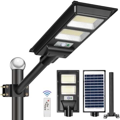 Solar Powered Street Light 6000 Lumens, 560LED Flood Security Lights ...