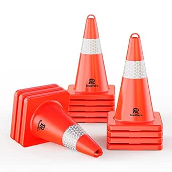 RoadHero Traffic Cones 18 Inch, 12 Pack Safety Cones with Handle ...