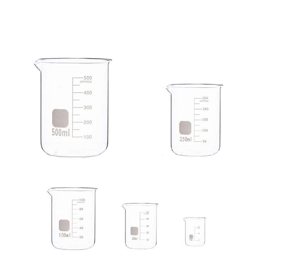 Buy Borosilicate Glass Beaker Set, Set of 5 Beakers 500ml 250nk,100nl ...