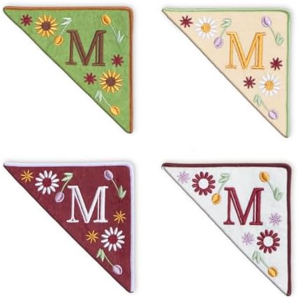 TenDawn Personalized Embroidered Corner Mark, 4 Pack, Finished Initial ...