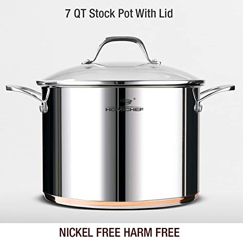 HOMICHEF 10-Piece Nickel Free Stainless Steel Cookware Set Copper Band ...