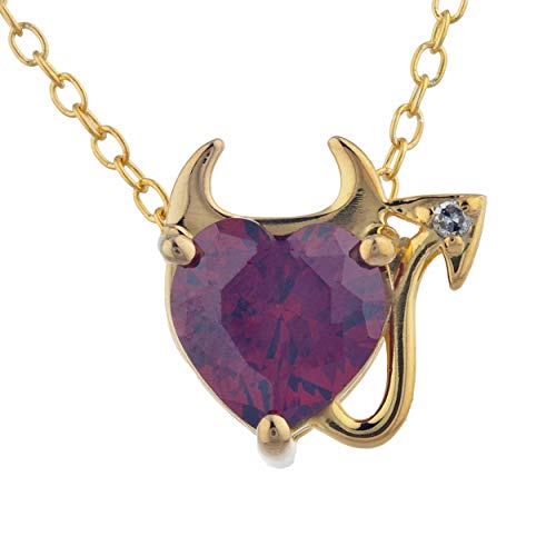 Amazon.com: 1.5 Ct CZ Garnet & Diamond Devil Heart Pendant 14Kt Yellow ...