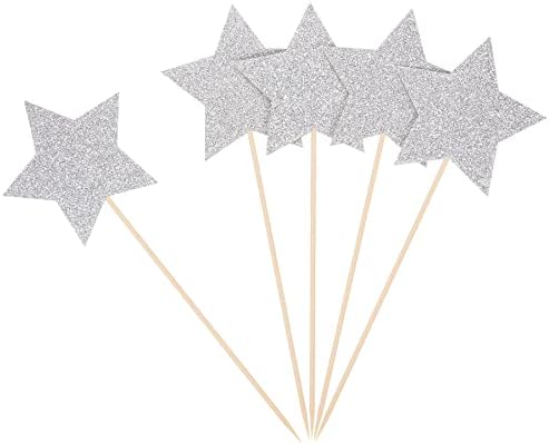 Amazon.com: Silver Glitter Star Centerpiece Sticks Baby Birthday Party ...