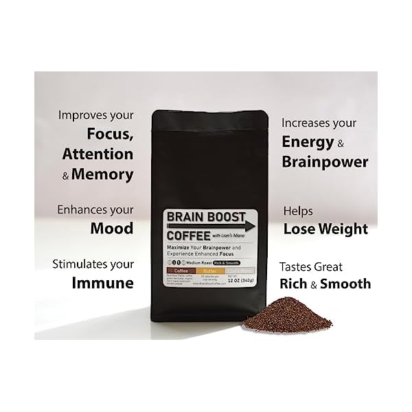 Mushroom Brain Boost Coffee with Lion's Mane, Butter, MCT, Energy ...