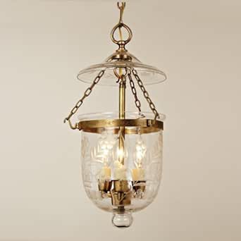 3 Light Bell Jar Foyer Pendant with Flower Glass Size: Medium, Finish ...