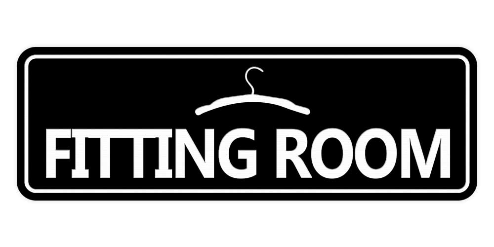 Amazon.com : Standard Fitting Room Sign (Black) - Medium : Office Products