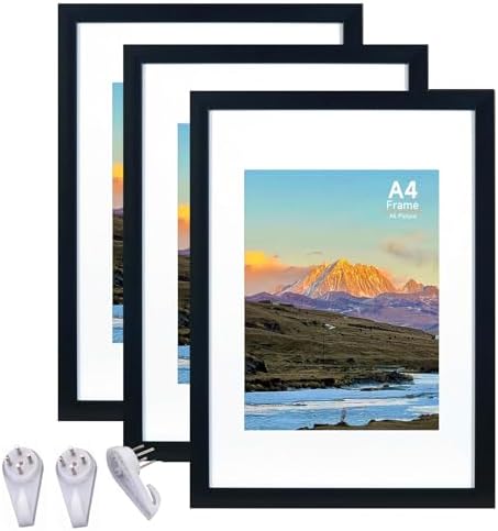 Set of 3 Black A4 Photo Frames, Freestanding and Wall Mountable A4 ...