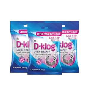 Pidilite D-Klog Drain Cleaner Powder (40g x 15 Units),Removes Clogs ...